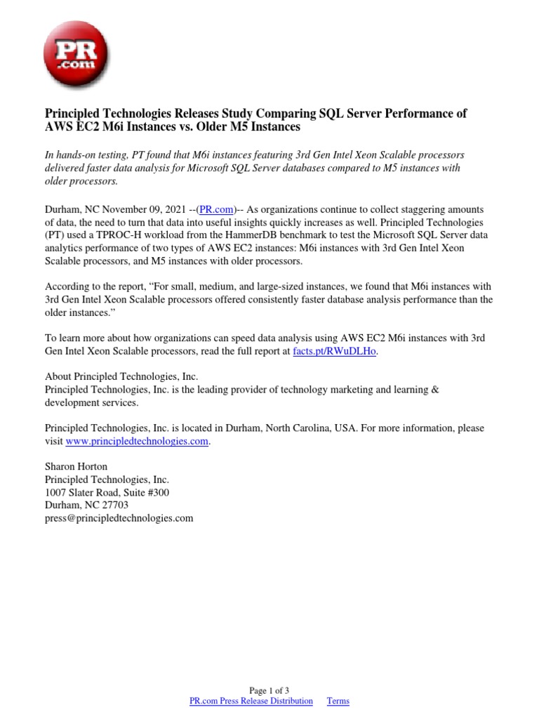 Principled Technologies Releases Study Comparing SQL Server Performance ...