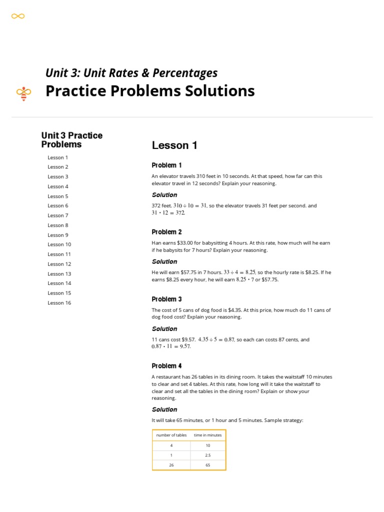 AnswersPractice Problems - Unit 3 - Open Up Resources | PDF | Volume | Weight