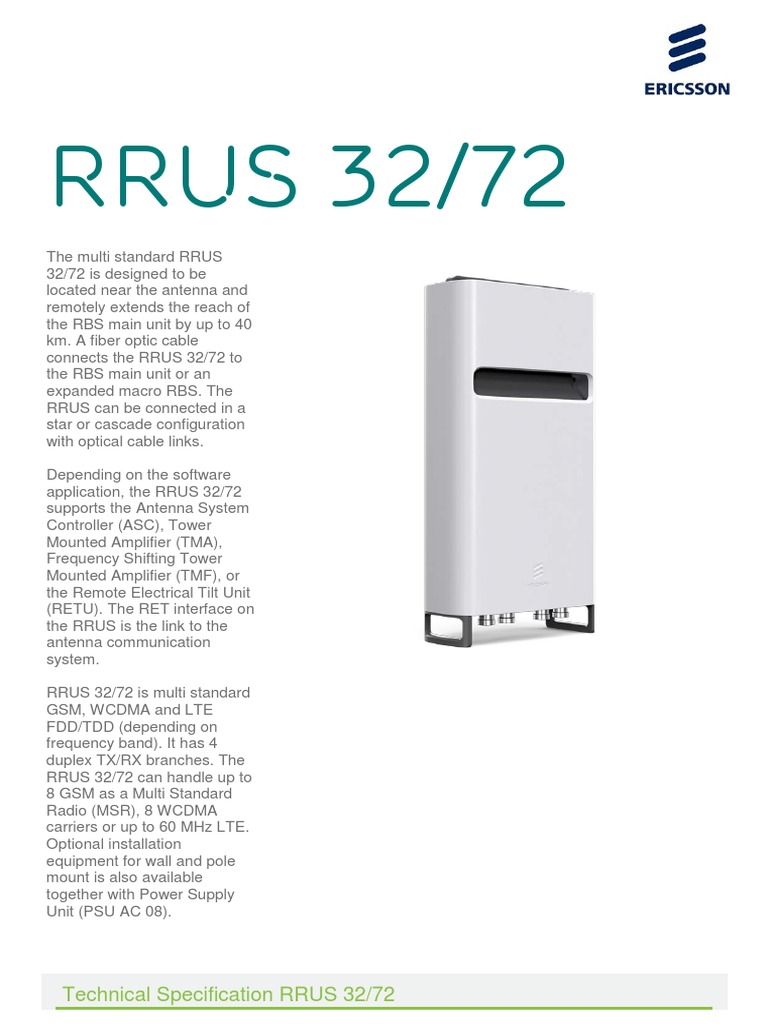 RRUS 32 Datasheet | Download Free PDF | Power Supply | Lte ...