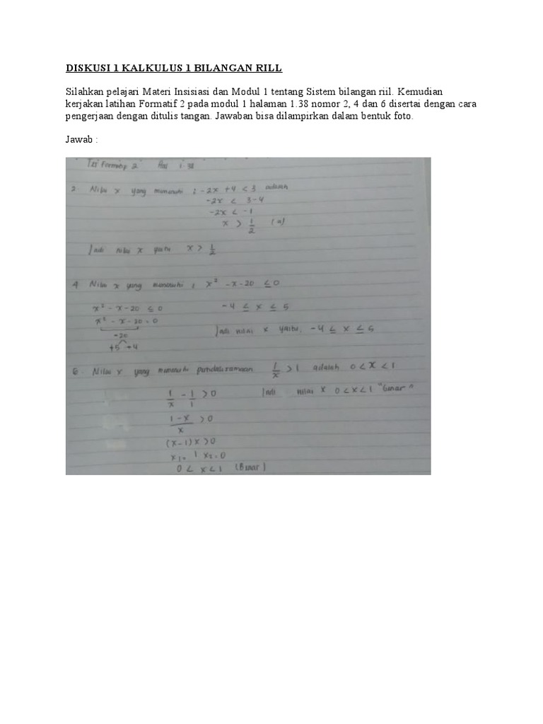 Latihan Sistem Bilangan Riil Kalkulus | PDF | Metode & Bahan Ajar