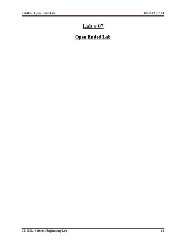 Lab # 07: Open Ended Lab SSUET/QR/114 | PDF