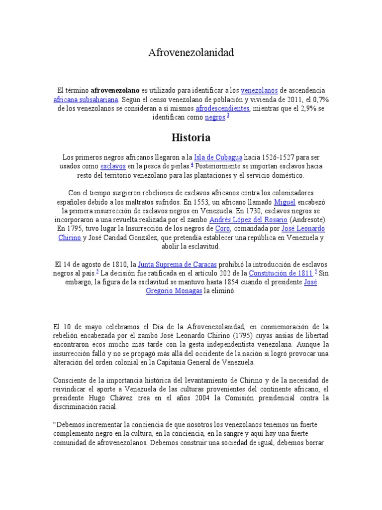 Importancia de la Afrovenezolanidad | PDF