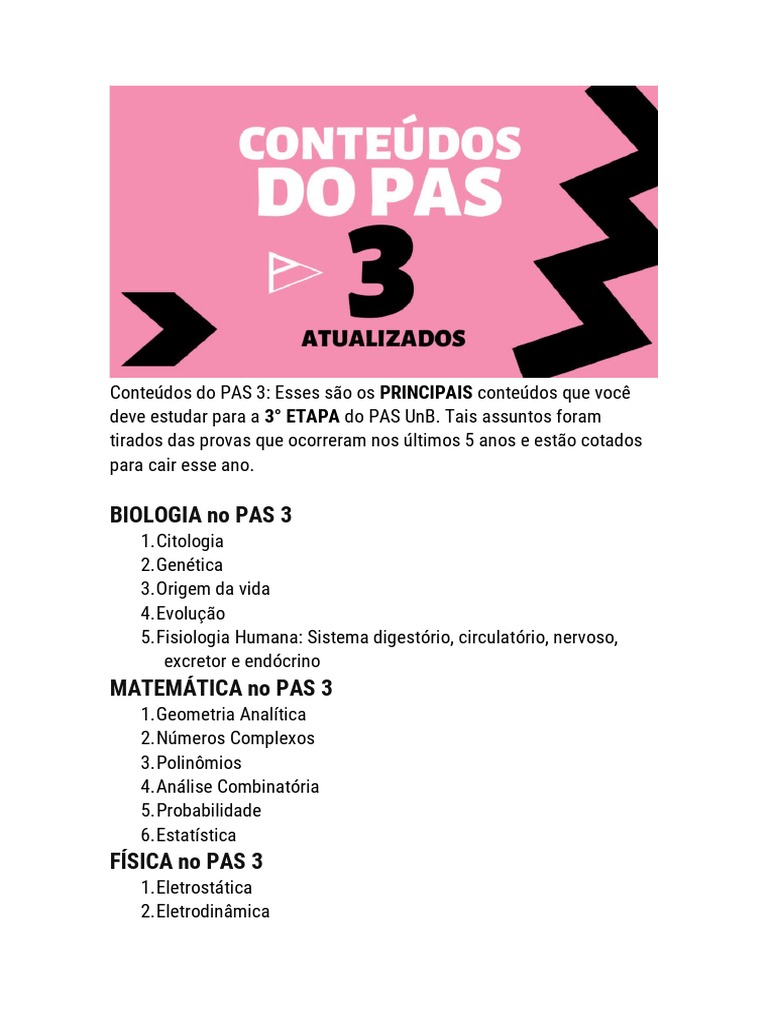 Conteúdos Do PAS 3 | PDF