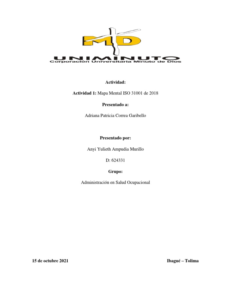 Mapa Mental ISO 31001 de 2018 2021 | PDF