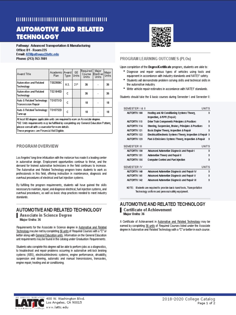 LATTC Automotive Program Overview | PDF | Car | Transmission (Mechanics)
