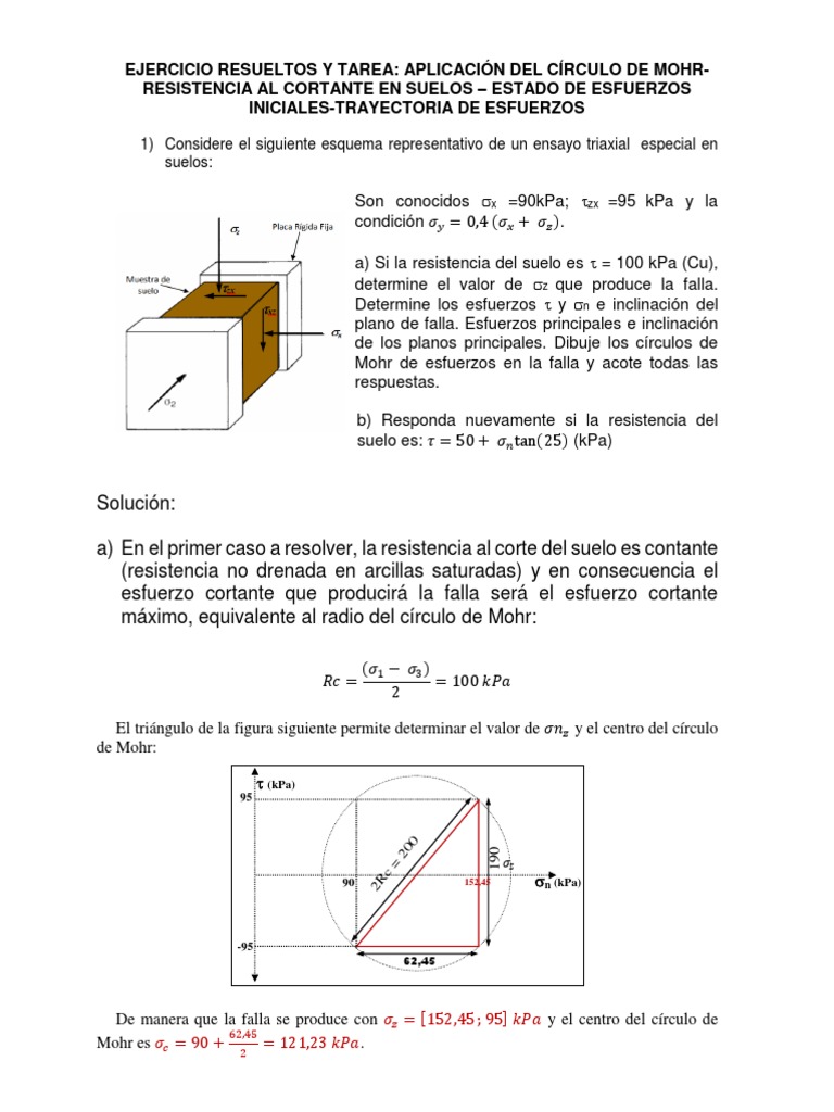 Ejercicio Resueltos y Tarea Sobre Aplicación Del Círculo de Mohr-Resistencia Al Cortante en ...