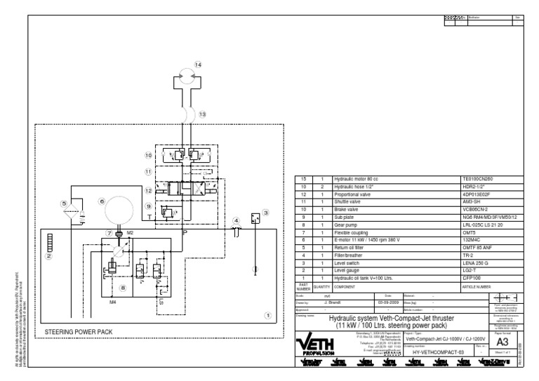 Hydraulic System Veth-Compact-Jet Thruster (11 KW / 100 Ltrs. Steering ...
