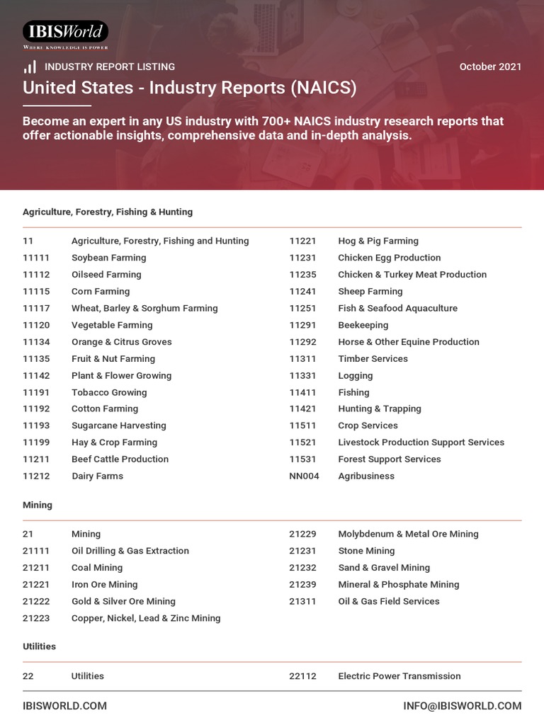 United States - Industry Reports (NAICS) | PDF | Agriculture ...