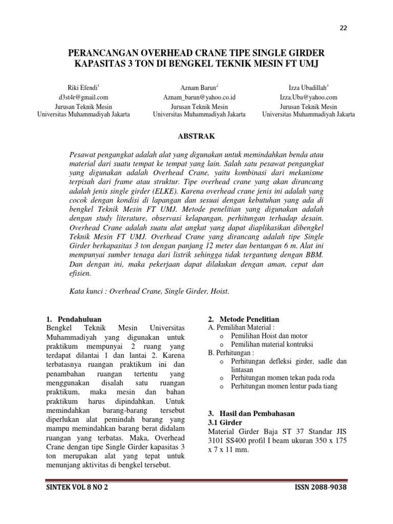 Perancangan Overhead Crane Tipe Single G Faf7848d | PDF | Sains ...
