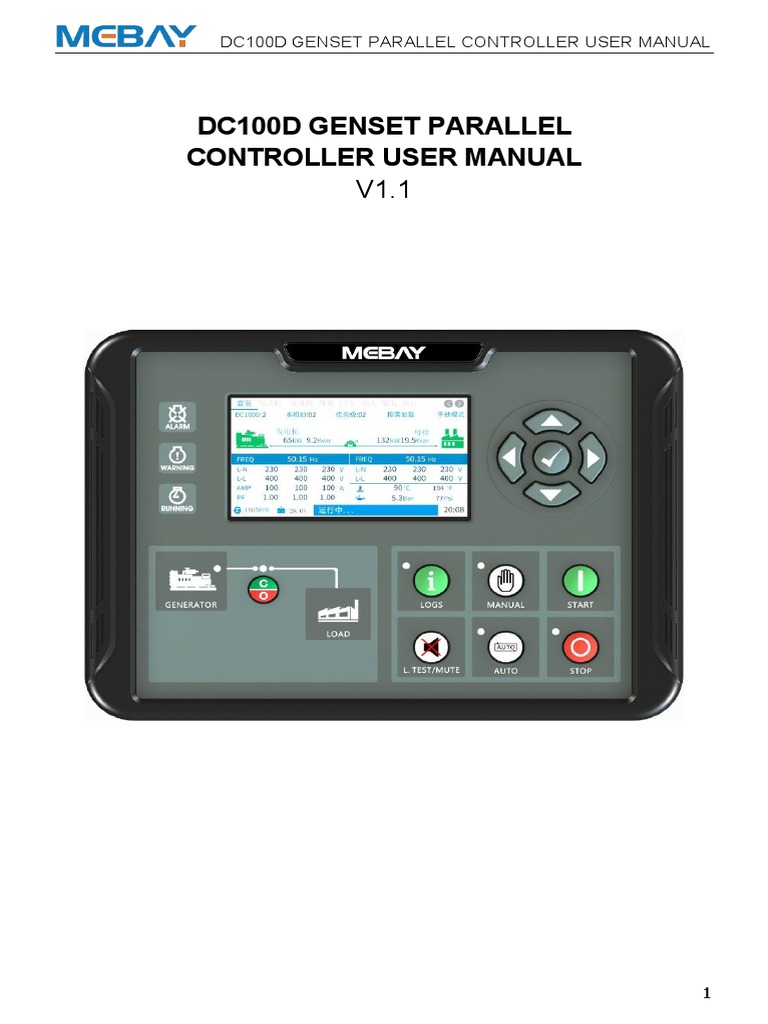 DC100D Genset Controller User Manual V1.1 | PDF | Relay | Electric ...