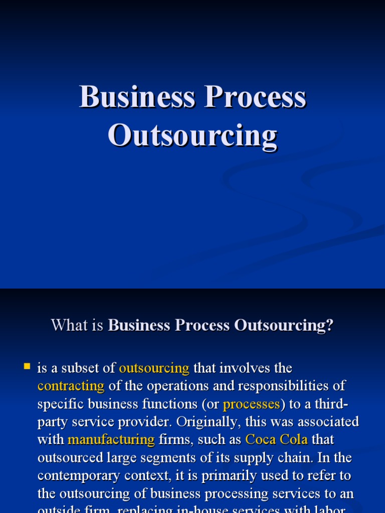 BPO Introduction | PDF | Outsourcing | Business Process