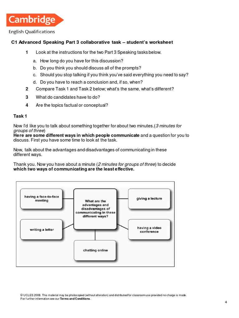 Part 3 Speaking Worksheet | PDF | Communication | Cognition