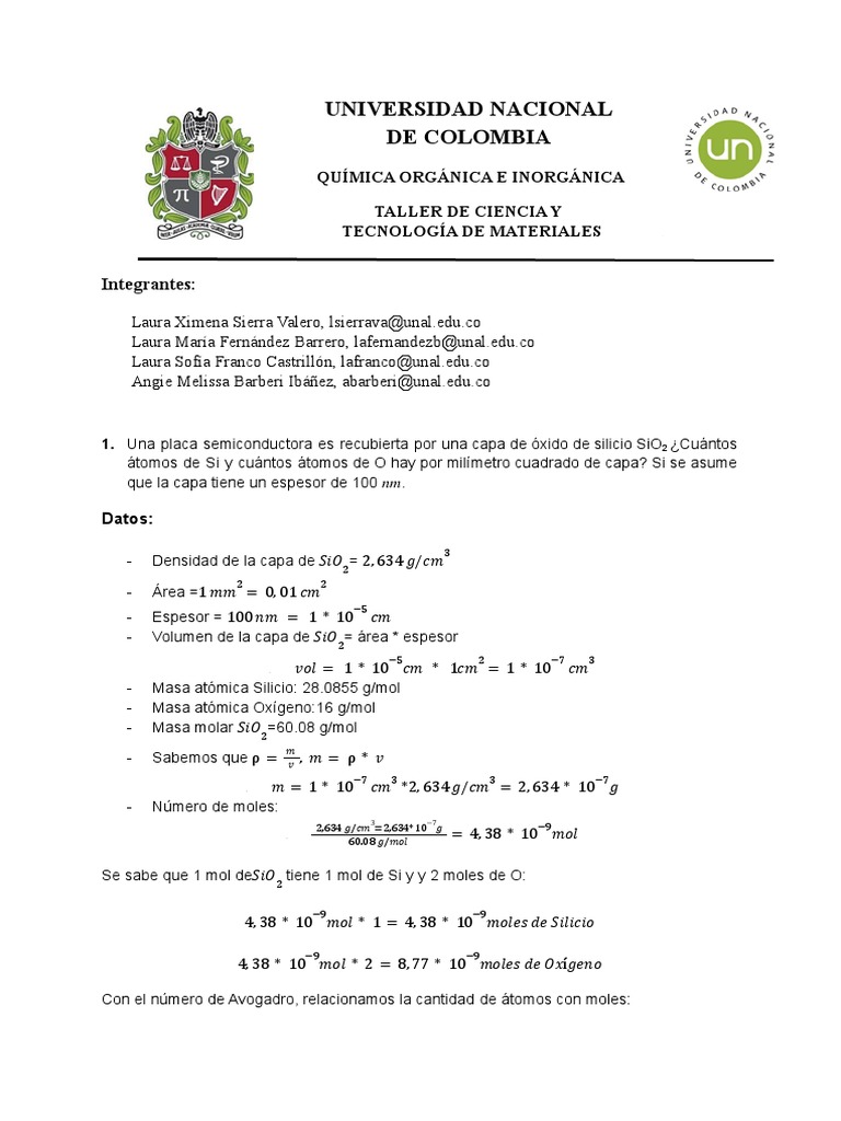 Solucion Taller 1-Quimica Orgánica e Inorgánica | PDF | Cetona | Amida