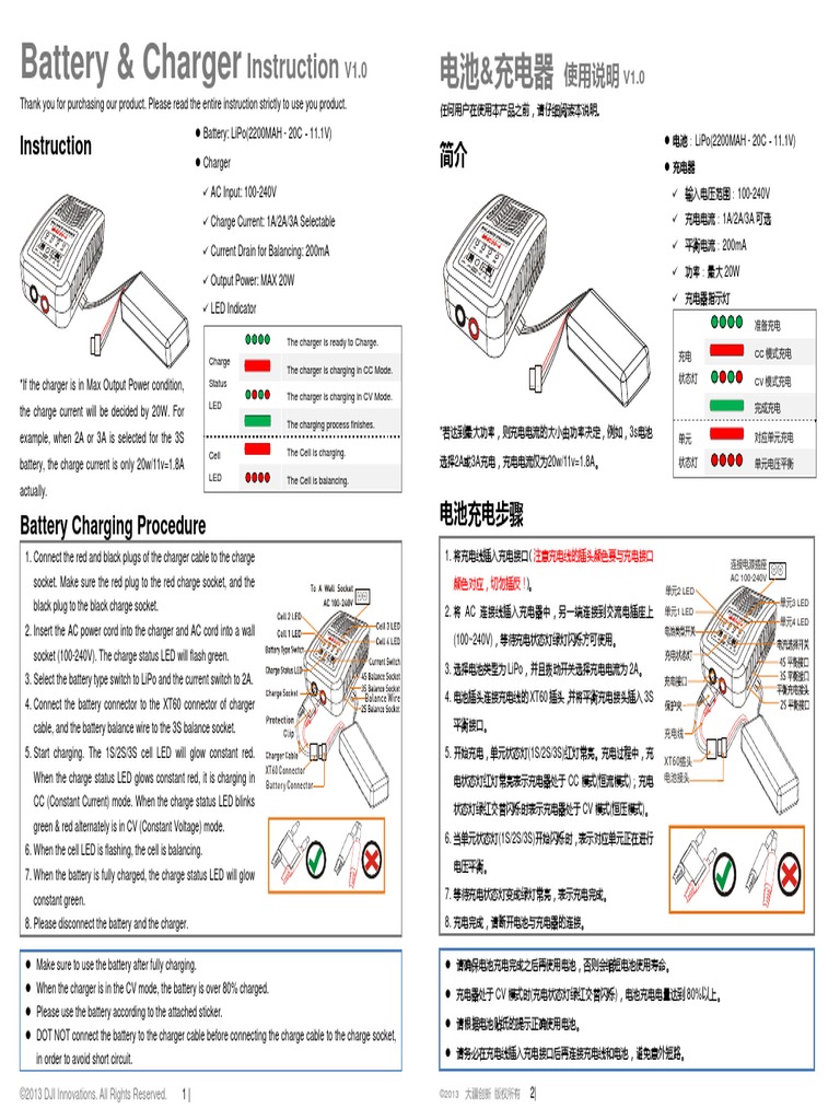 Battery Instruction | PDF | Battery Charger | Electrical Connector