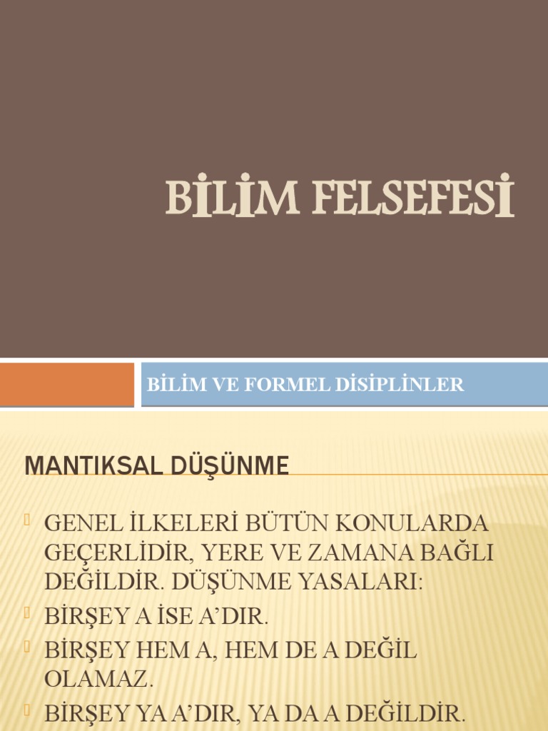 B L M Felsefes: Bilim Ve Formel Disiplinler | PDF