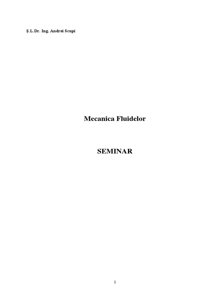 Seminar Mecanica Fluidelor | PDF