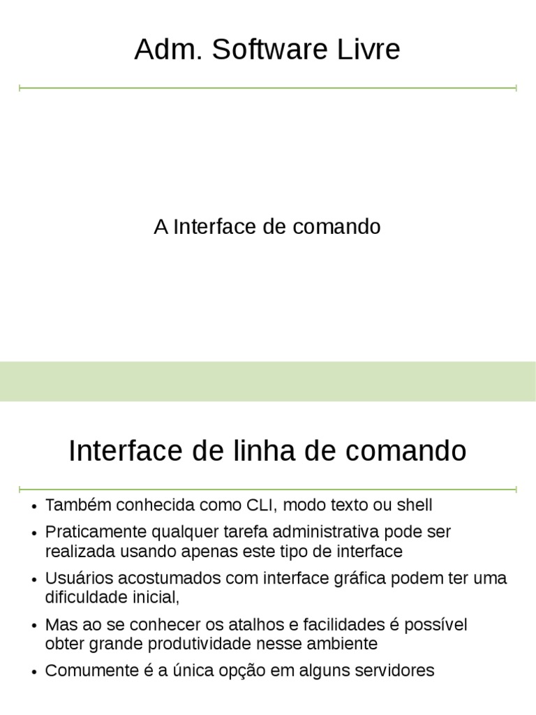 Aula17 Interface Comando | PDF | Shell (informática) | Interface de ...