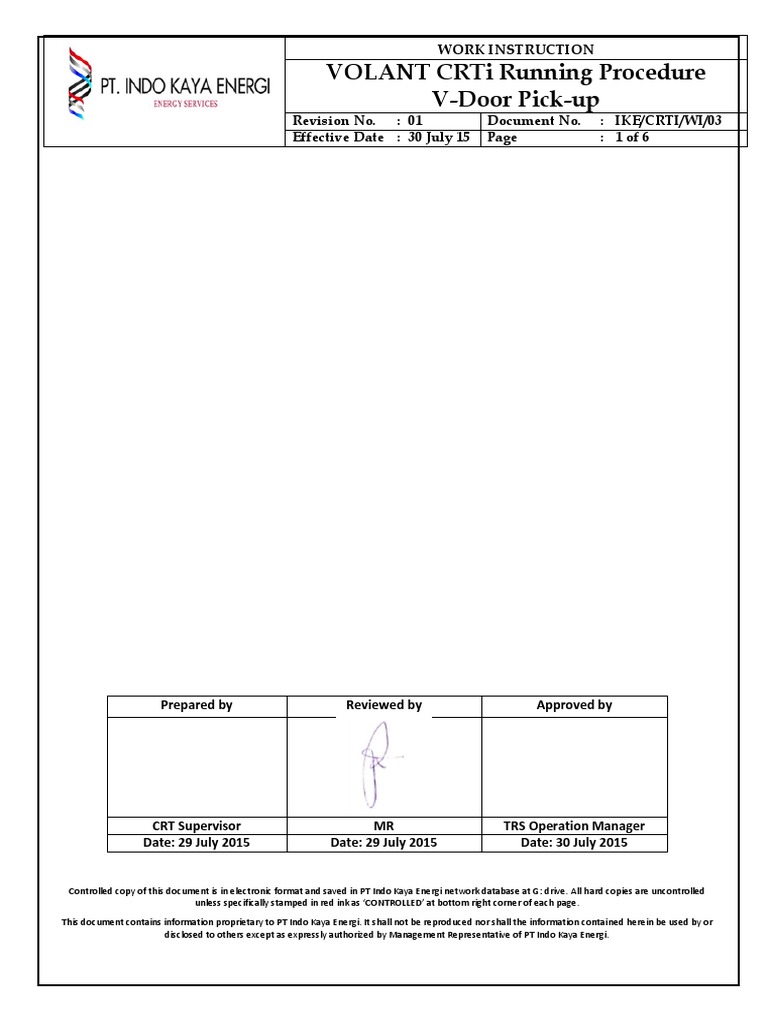Ike-Crti-Wi-003 Volant Crti (V-Door Pick-Up) Rev 01 | PDF | Elevator ...