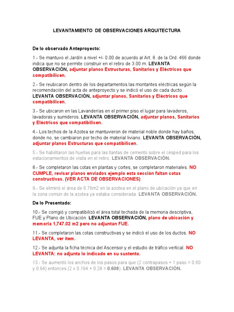 Levantamiento de Observaciones | PDF