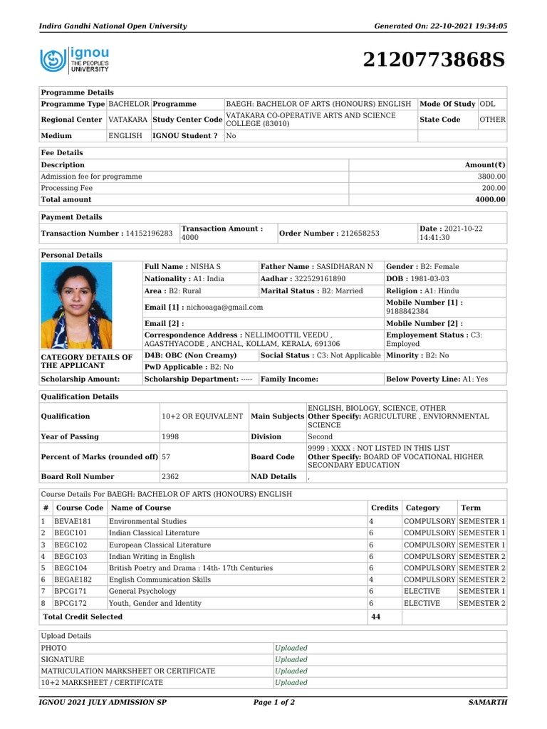Application Form | PDF | Bachelor's Degree