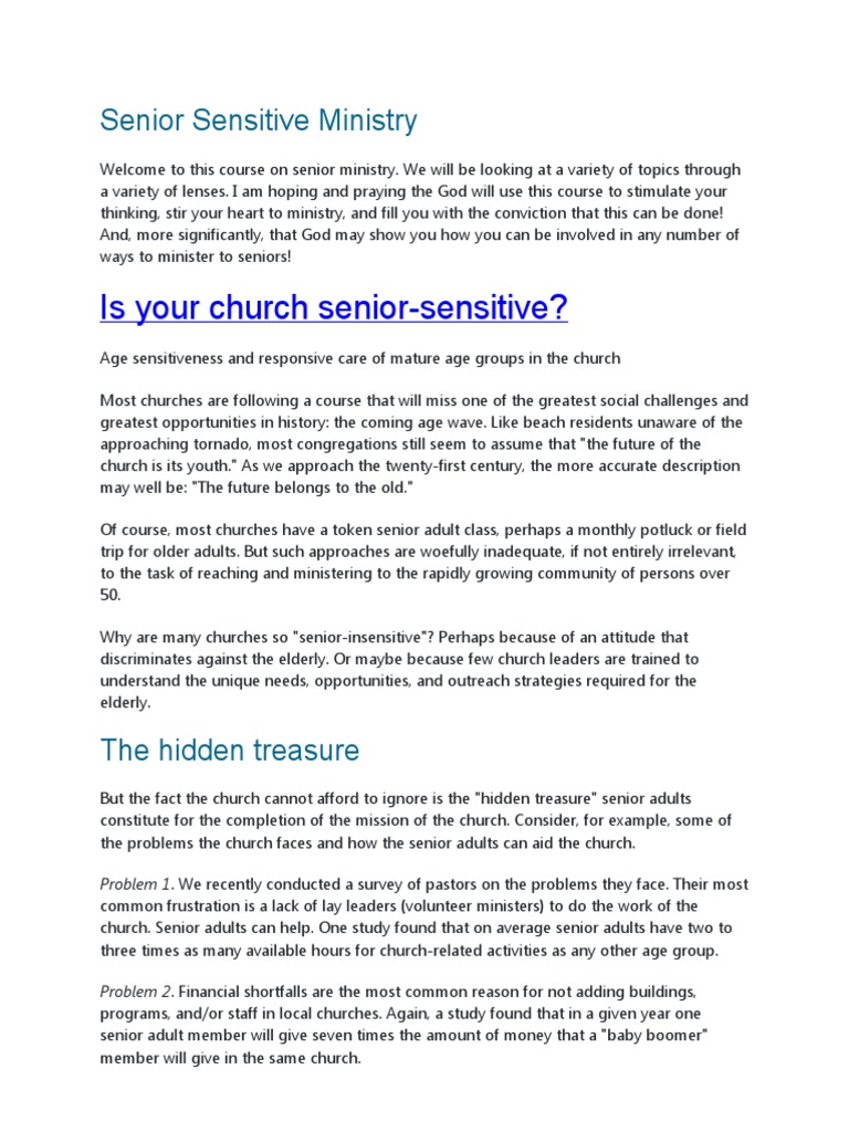 Senior Sensitive Ministry | PDF | Baby Boomers | Old Age