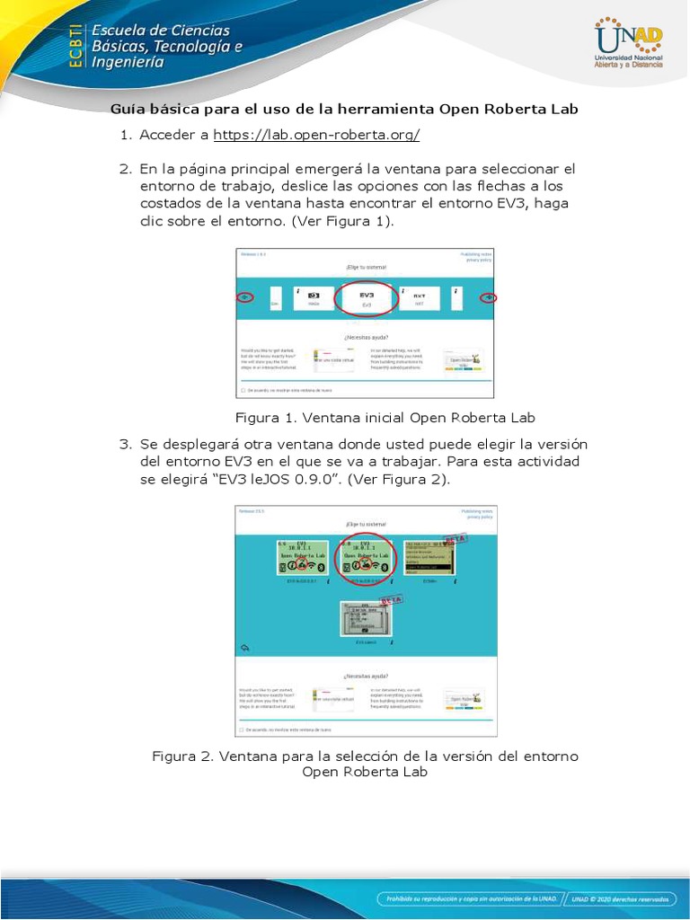 Guía Open Roberta Lab: Uso Básico EV3 | PDF | Simulación | Informática