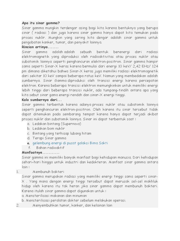 Manfaat Sinar Gamma | PDF