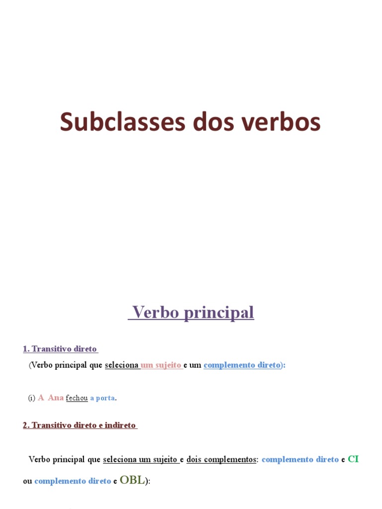Subclasses Dos Verbos | PDF