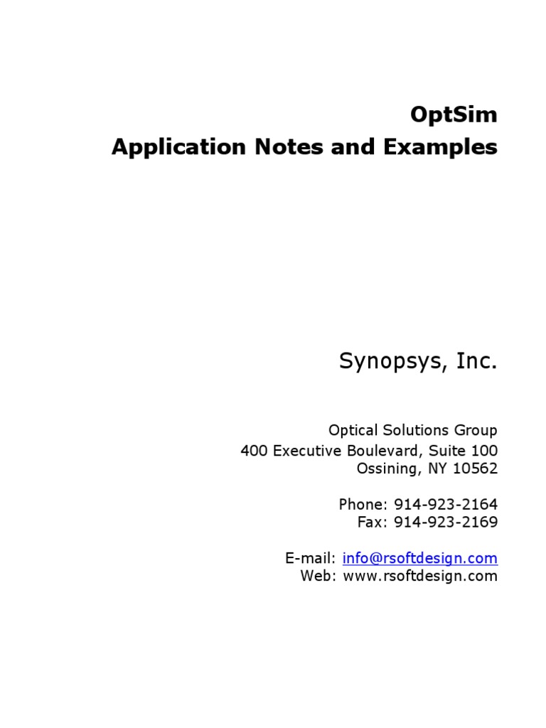Optsim Application Notes and Examples: Synopsys, Inc | PDF | Wavelength ...
