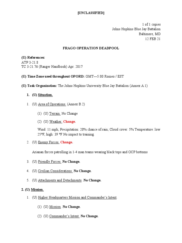 LAB03 Garrison FRAGO | PDF | Reconnaissance | Military Organization