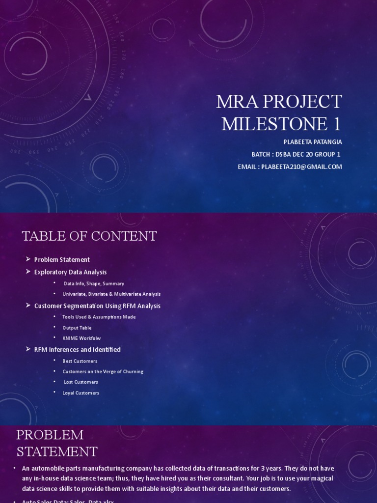 Mra Project Milestone 1: Plabeeta Patangia Batch: Dsba Dec 20 Group 1 | PDF | Data Analysis ...