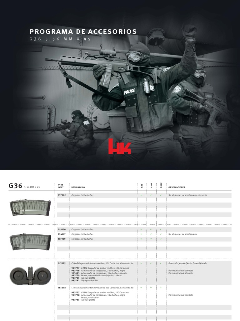 Catalogo Accesorios HK g36 | PDF | Revista (armas de fuego) | Cartucho (armas de fuego)
