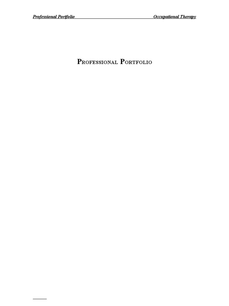 Portfolio | PDF | Occupational Therapy | Reflective Practice