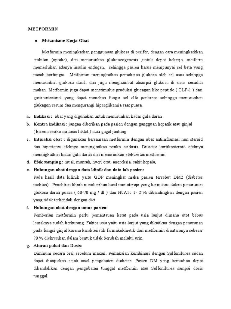Metformin: Mekanisme, Dosis, dan Efek Samping | PDF | Kesehatan Holistik