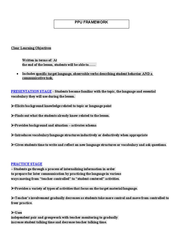 Language Teaching Framework | PDF