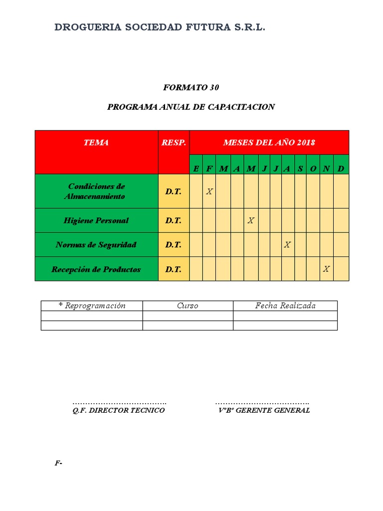 30 Formato 30 Programa Anual de Capacitacion | PDF