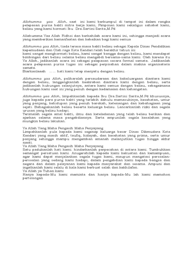 Doa Acara Purna Bakti | PDF