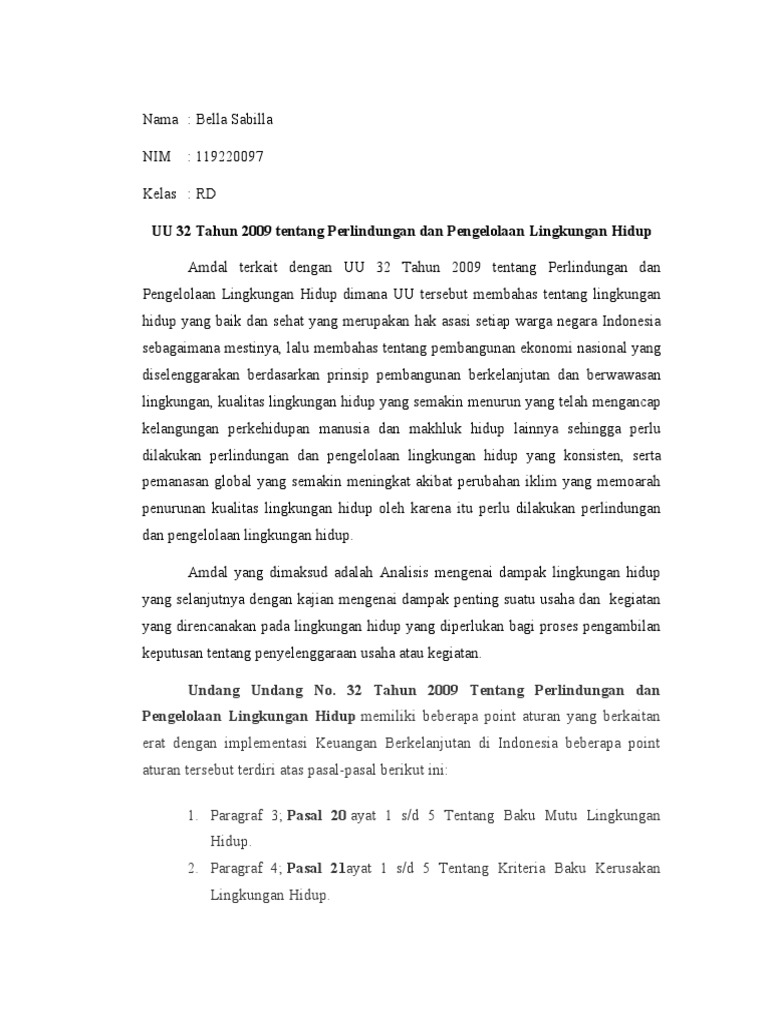 Resume UU 32 Tahun 2009 | PDF | Hukum