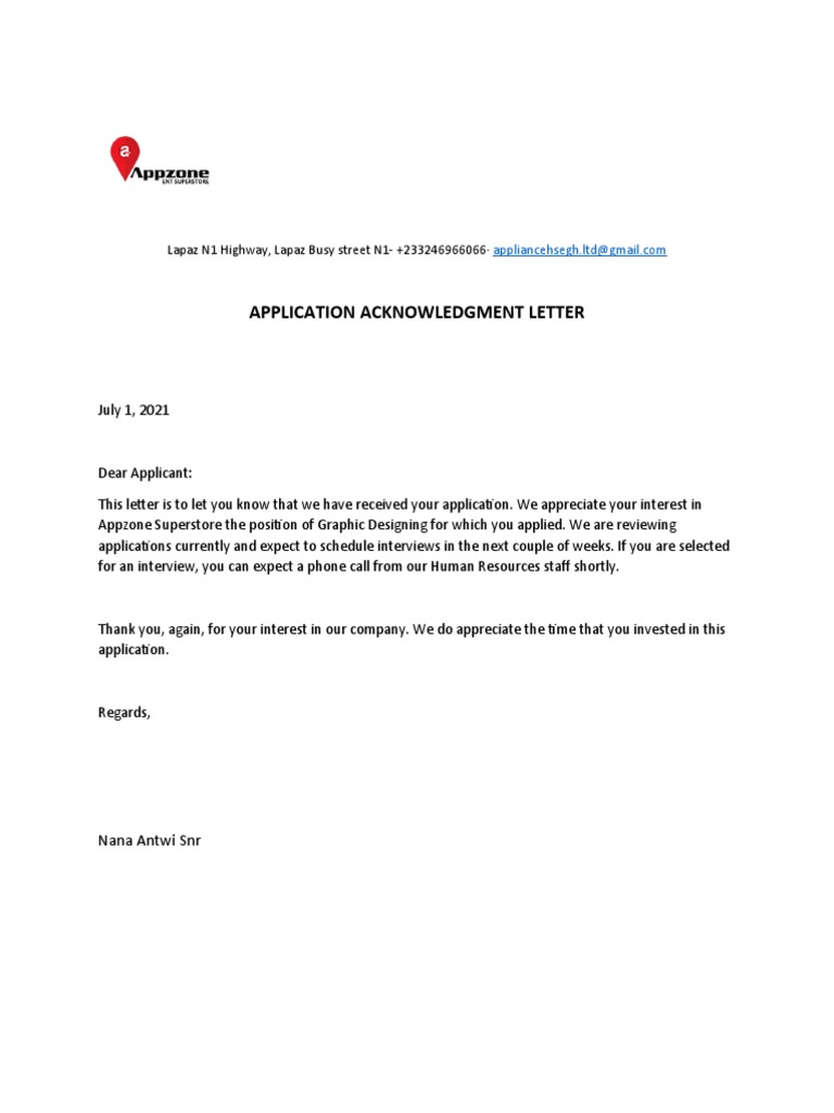 Acknowledgement Letter | PDF
