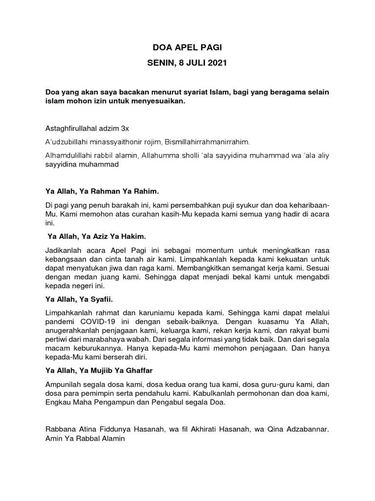 Doa Apel Pagi | PDF