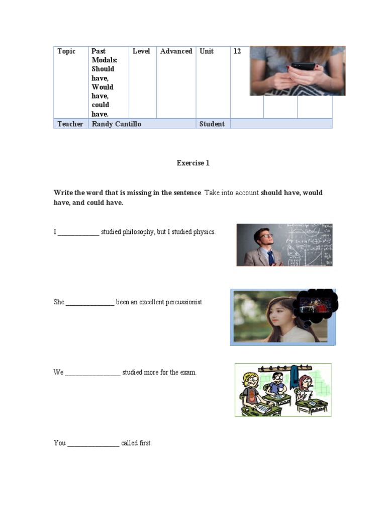 Past Modals Worksheet | PDF