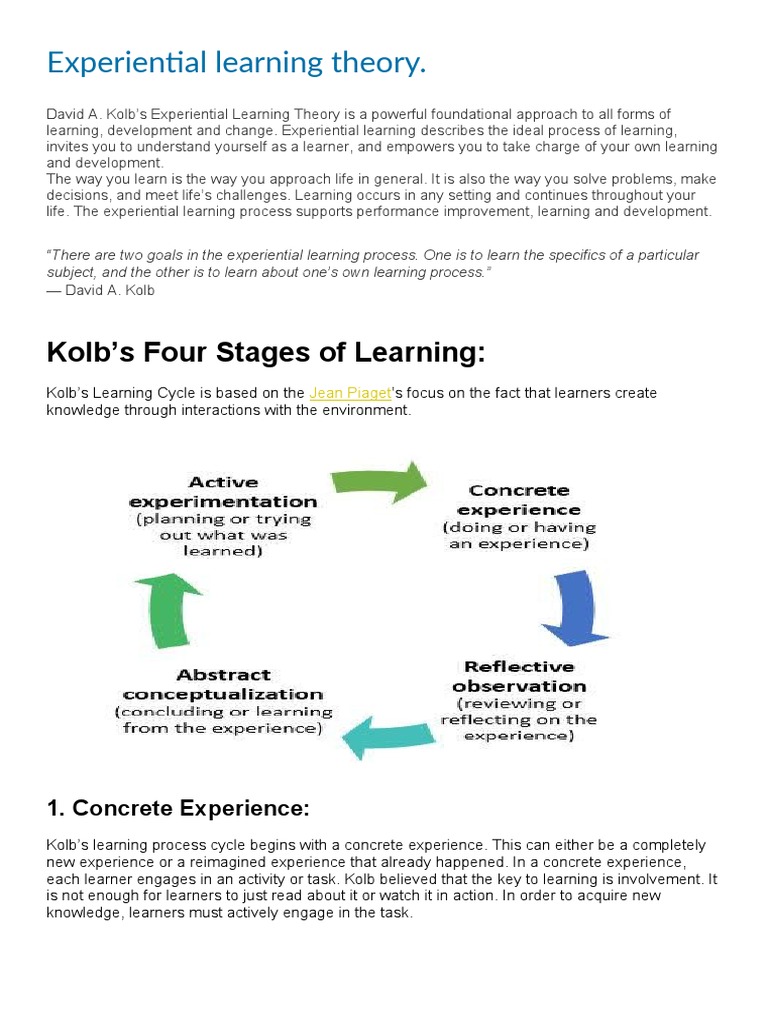 Experiential Learning Theory | PDF | Learning Styles | Learning