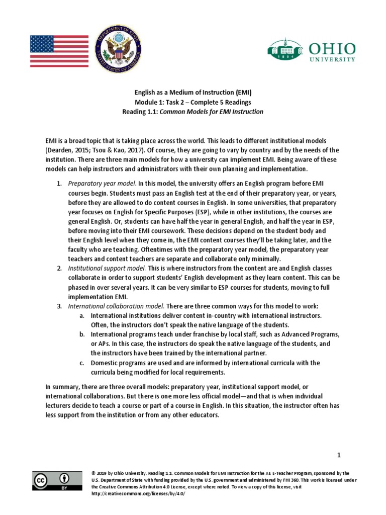 Module 1 Reading 1 | PDF | English As A Second Or Foreign Language ...