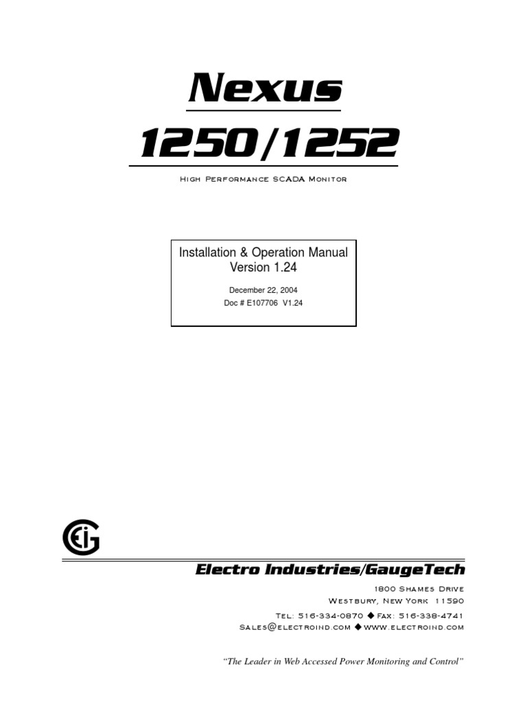 Nexus 1250 1252 Operation & Installation Manual | PDF