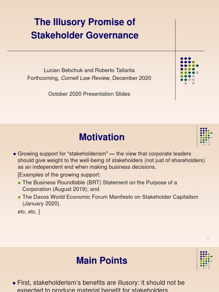 The Illusory Promise of Stakeholder Governance | PDF | Shareholder ...