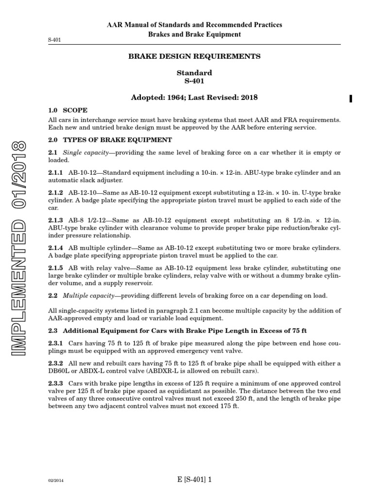 AAR Manual of Standards and Recommended Practices Brakes and Brake ...