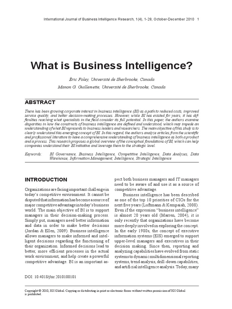 What Is Business Intelligence? | PDF | Business Intelligence | Data ...