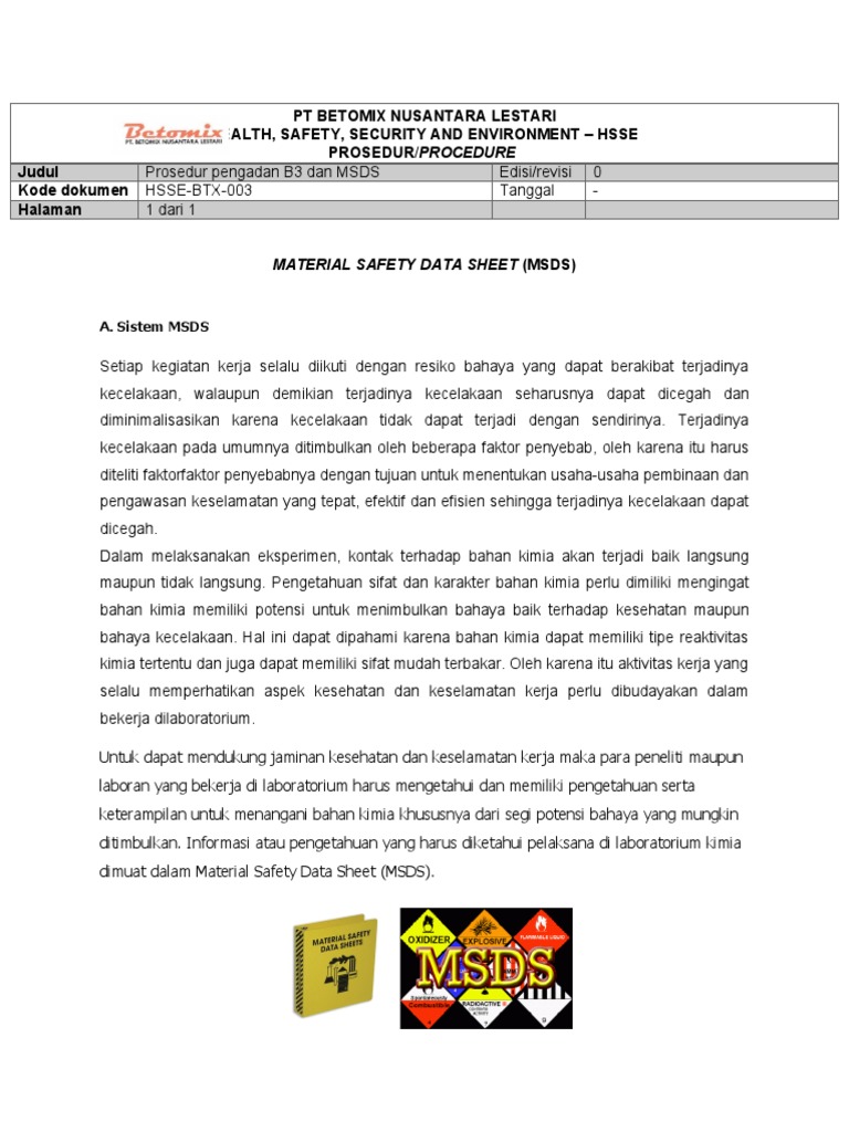 Prosedur Pengadaan B3 Dan MSDS | PDF