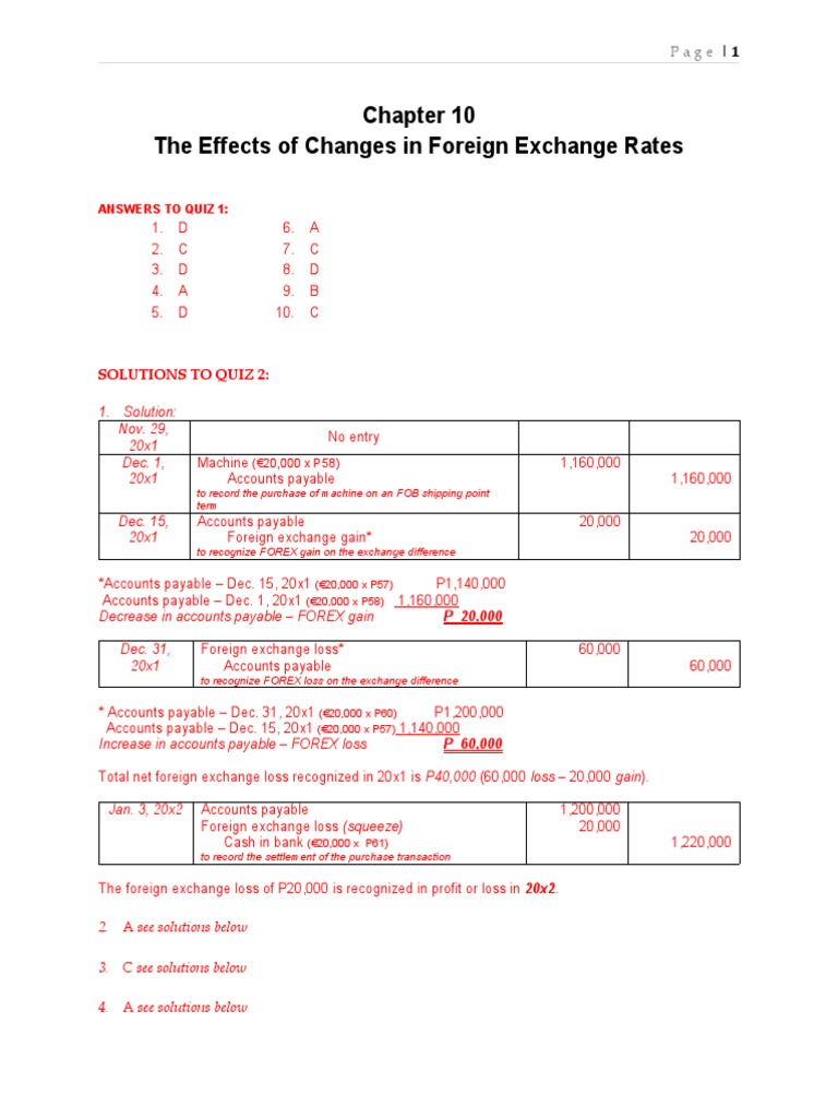 The Effects of Changes in Foreign Exchange Rates: Solutions To Quiz 2 ...
