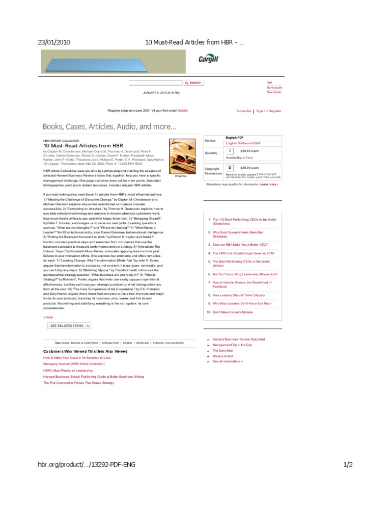 10 Must-Read Articles From HBR - Harvard Business Review | PDF | Business